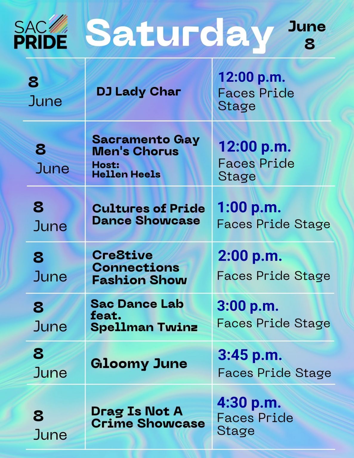 Festival Schedule - Sacramento Pride Weekend
